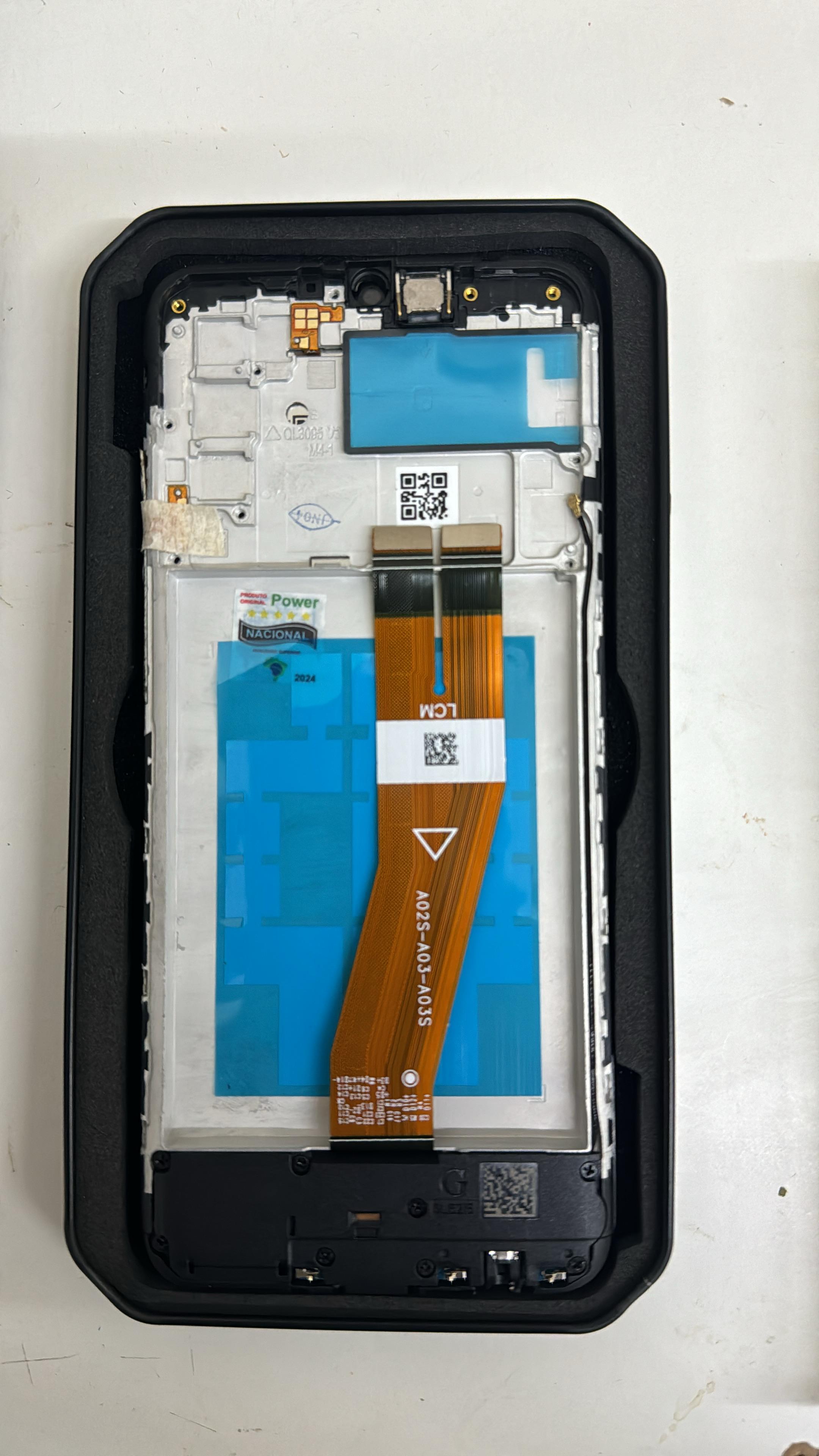 Tela Display Frontal Samsung A02s COMPLETA COM ARO E COMPONENTES PW